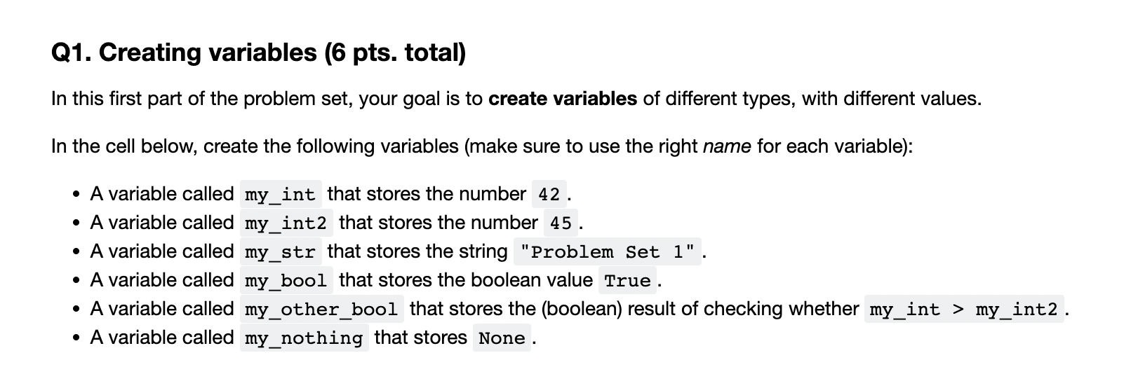Solved Q1. Creating variables (6 pts. total) In this first | Chegg.com