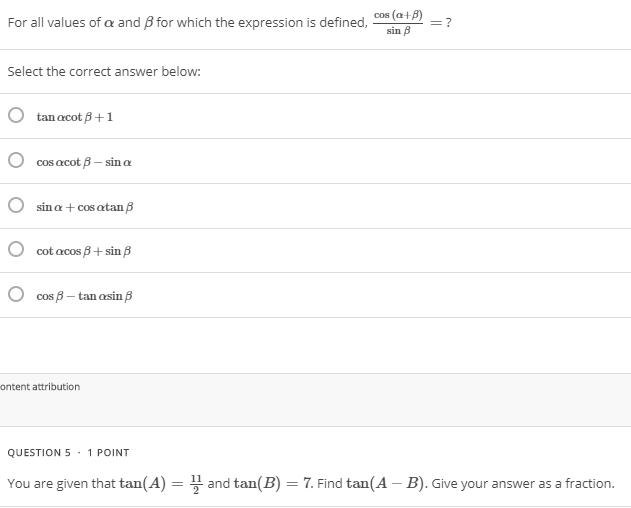 Solved For all values of a and B for which the expression is | Chegg.com