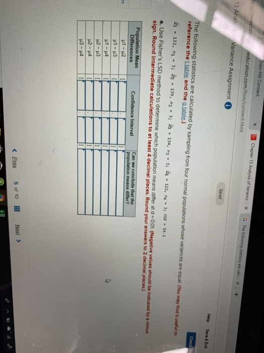 Solved ation.c /connect.html 13 Anal Variance Assignment 6 | Chegg.com