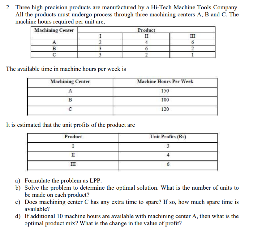 Solved 2. Three high precision products are manufactured by | Chegg.com