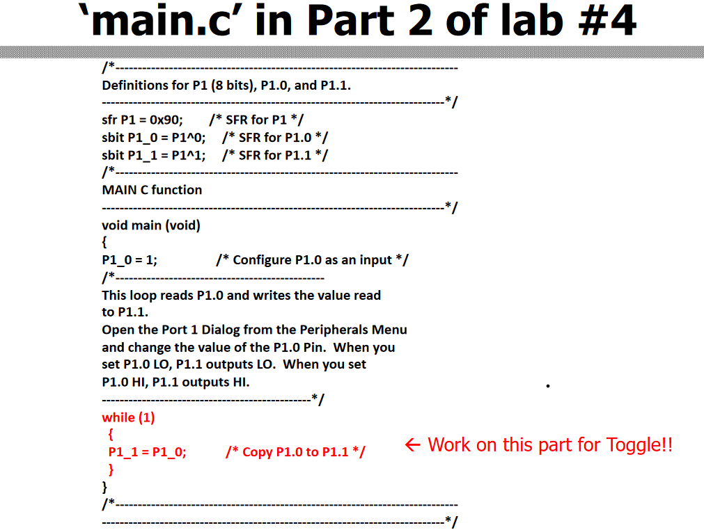 'main.c'in part 1 of ab H4Part 1 of lab #4 Inc P1, | Chegg.com