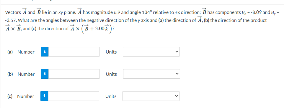 Solved Vectors A and B lie in an xy plane. A has magnitude | Chegg.com