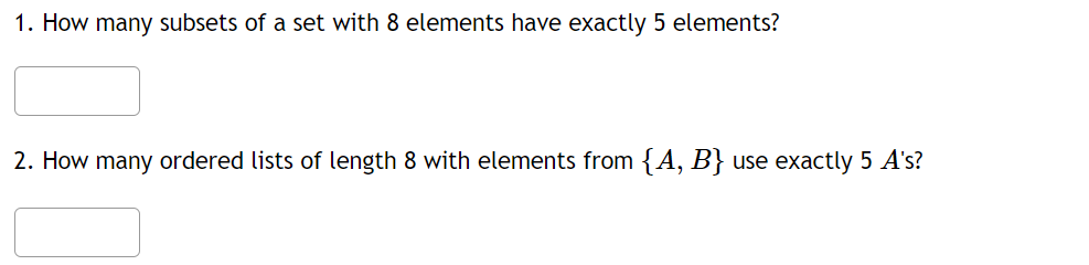 Solved 1. How many subsets of a set with 8 elements have | Chegg.com