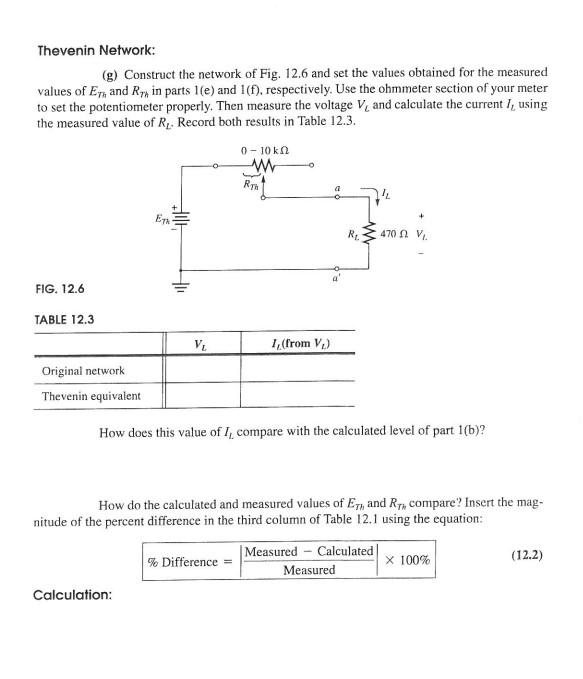 Solved PROCEDURE Part 1 Thevenin's Theorem Calculation: (a) | Chegg.com