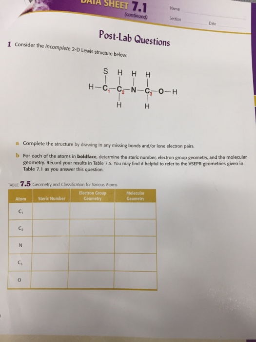 Solved Consider the incomplete 2-D Lewis structure below: a | Chegg.com