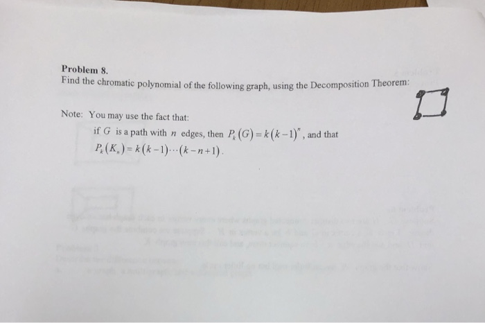 Solved Problem 8. Find the chromatic polynomial of the | Chegg.com