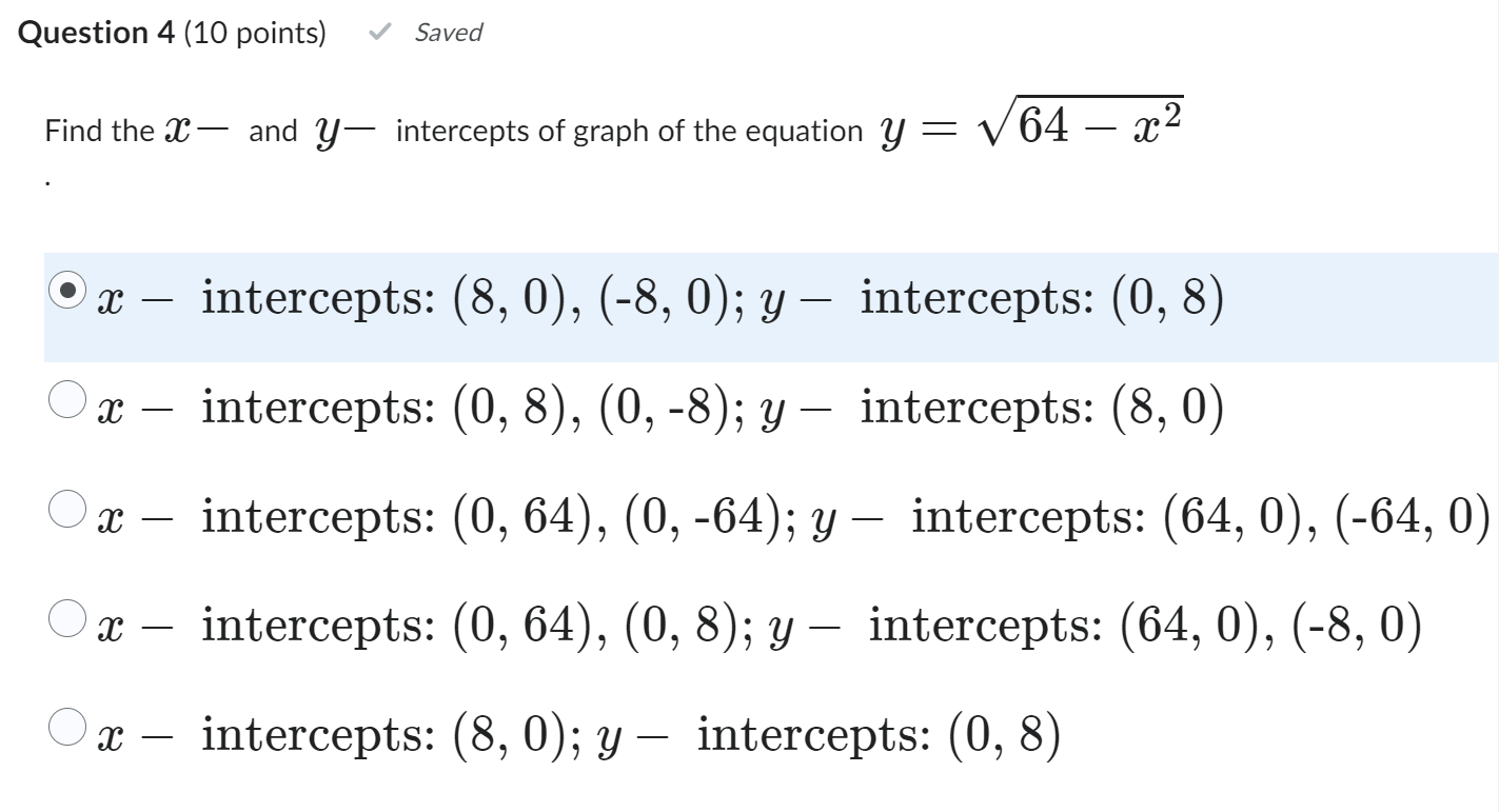 Solved Find the x- ﻿and y- ﻿ intercepts of graph of the | Chegg.com