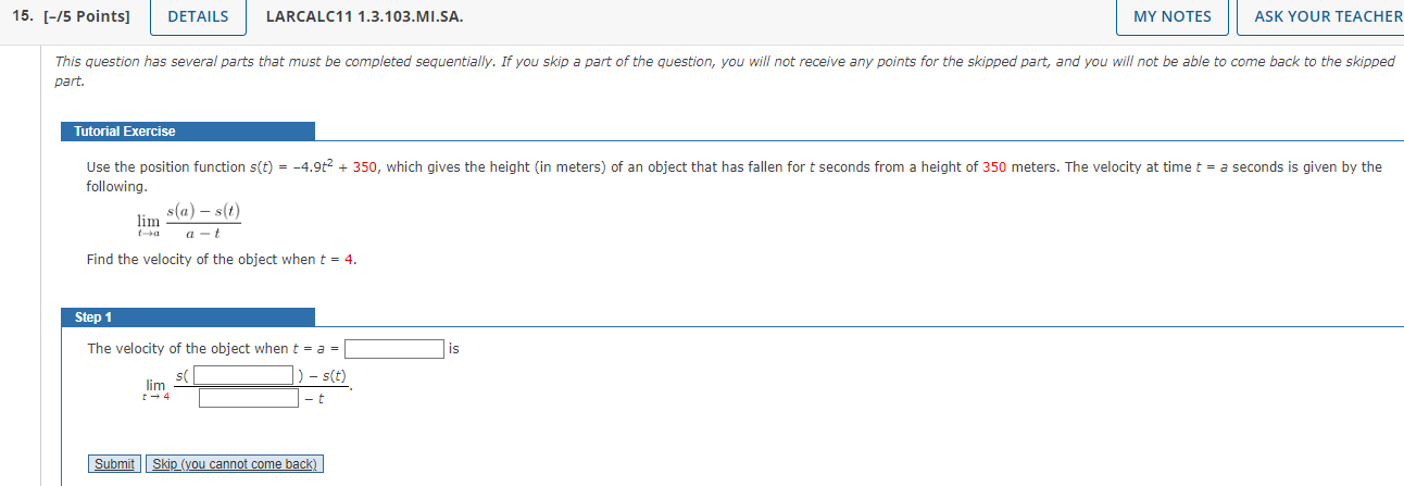 Solved 16. [-/5 Points ] LARCALC11 1.3.063. Find the limit | Chegg.com