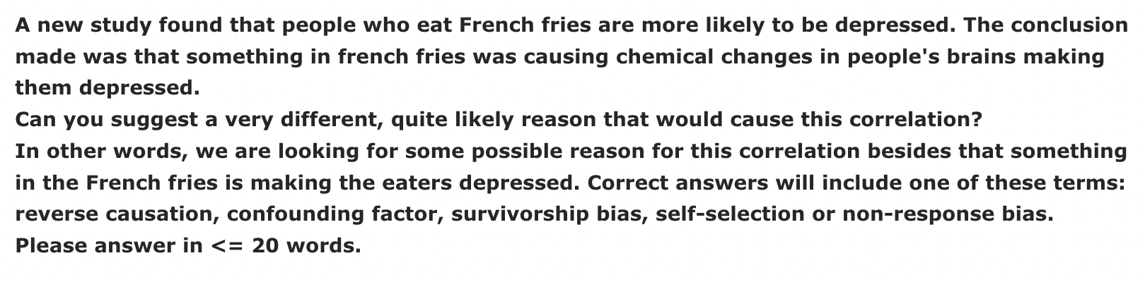 Solved A new study found that people who eat French fries | Chegg.com