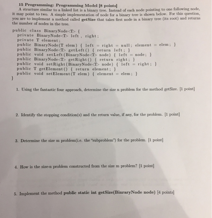 Solved A structure similar to a linked list is a binary | Chegg.com