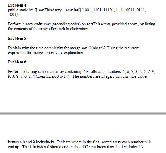Problem 4: public static int [ sortThisArray w intl | Chegg.com