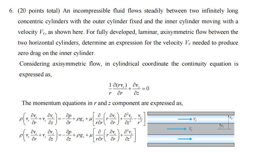 Solved (20 ﻿points total) An ﻿incompressible fluid flows | Chegg.com