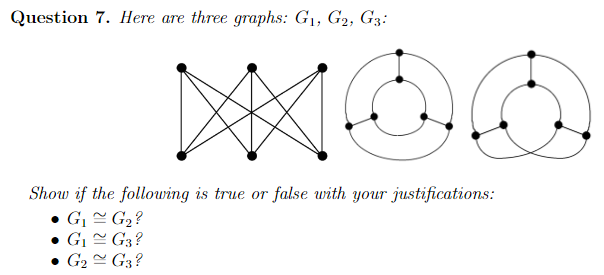 Solved Question 7. Here are three graphs: G1, G2, G3: . . . | Chegg.com