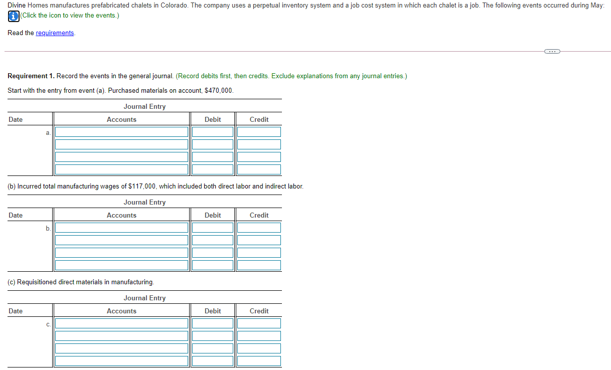 Solved - Х More info a. Purchased materials on account, | Chegg.com