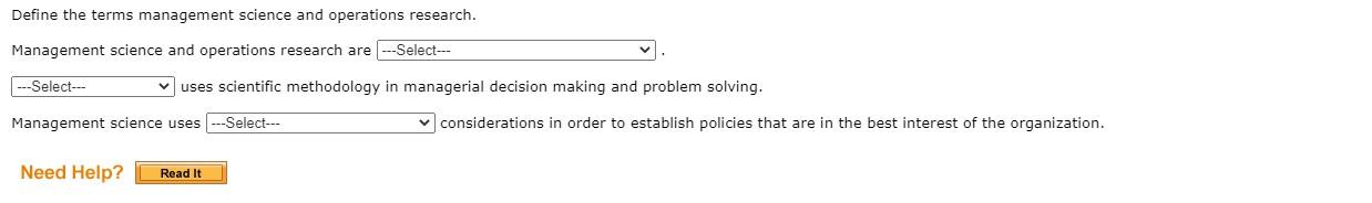 Solved Define the terms management science and operations | Chegg.com