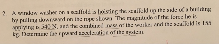 Solved A window washer on a scaffold is hoisting the | Chegg.com