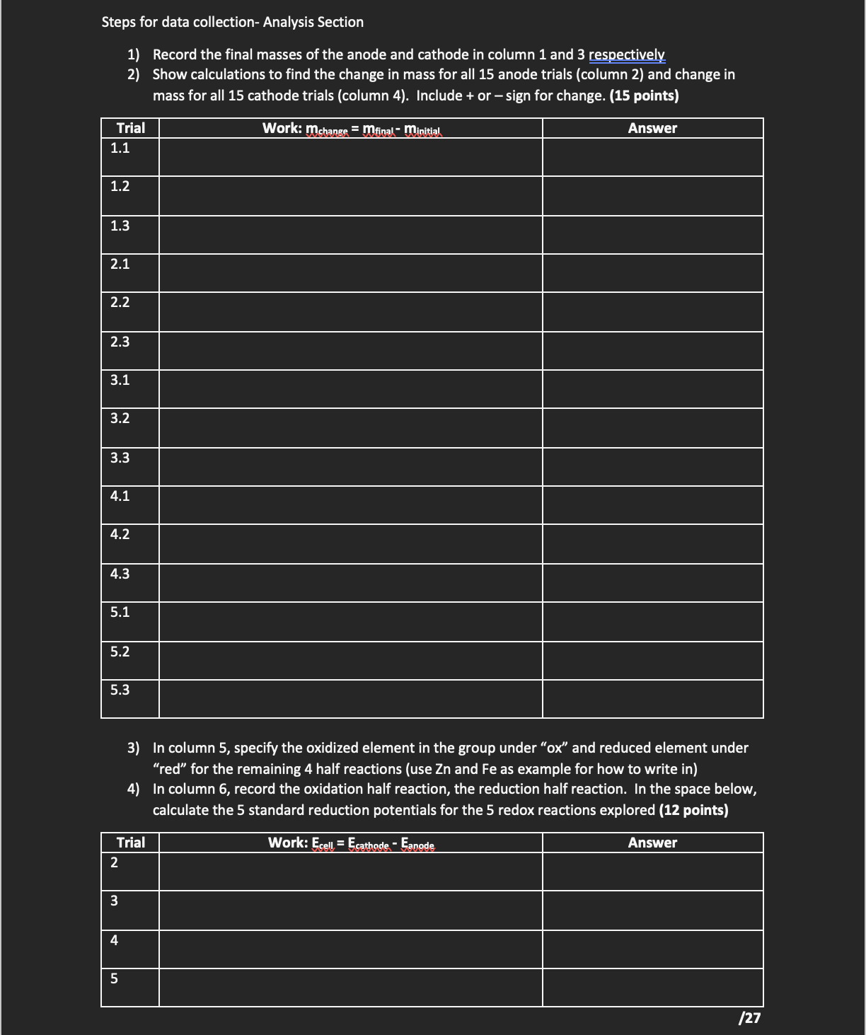 \r\nData Collection (30 points, \\( 1 / 2 \\) point | Chegg.com