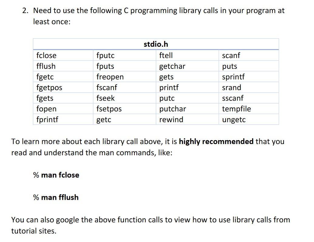 Solved TASK 7. Reserved Words \& stdio.h Library Calls The | Chegg.com