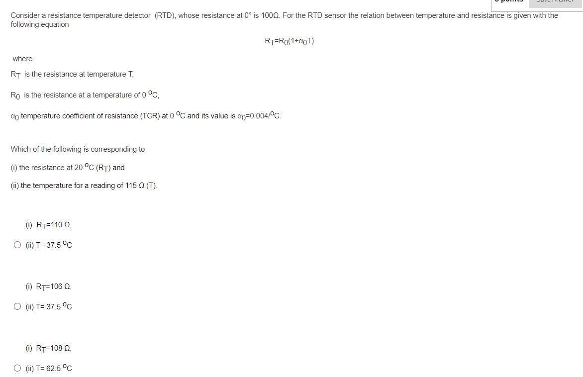 Solved (0) RT=1062, O (i) T= 50.0°C (0) RT=1082, O (ii) T= | Chegg.com