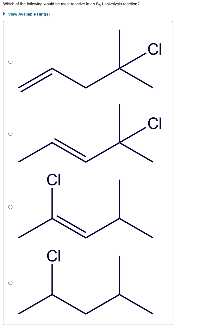Solved Which of the following would be most reactive in an | Chegg.com