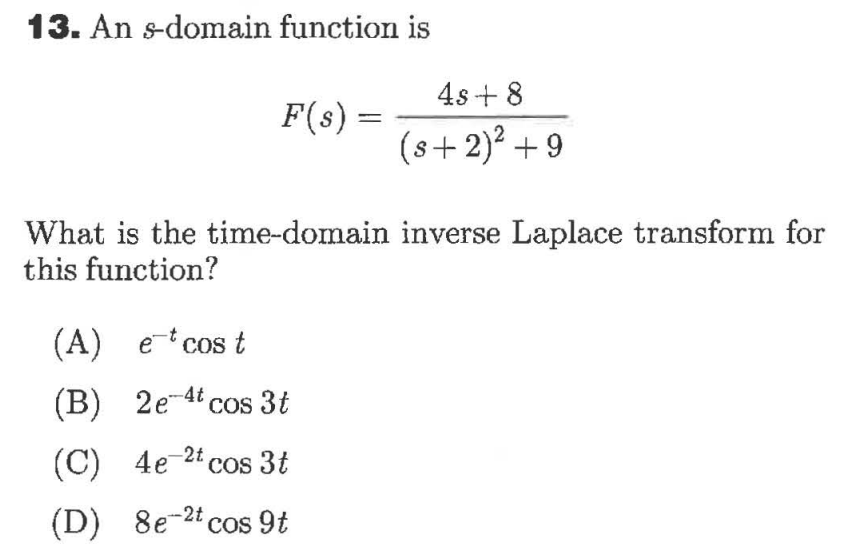 13. An s-domain function is F(s)=(s+2)2+94s+8 What is | Chegg.com