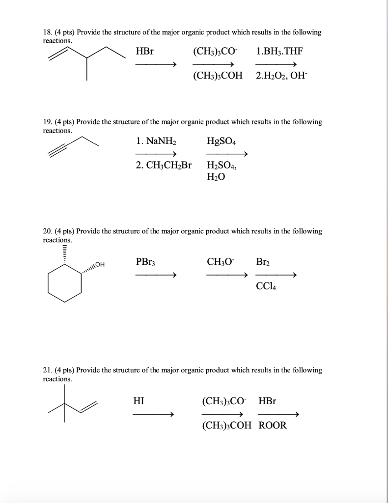 Solved 18. (4 pts) Provide the structure of the major | Chegg.com