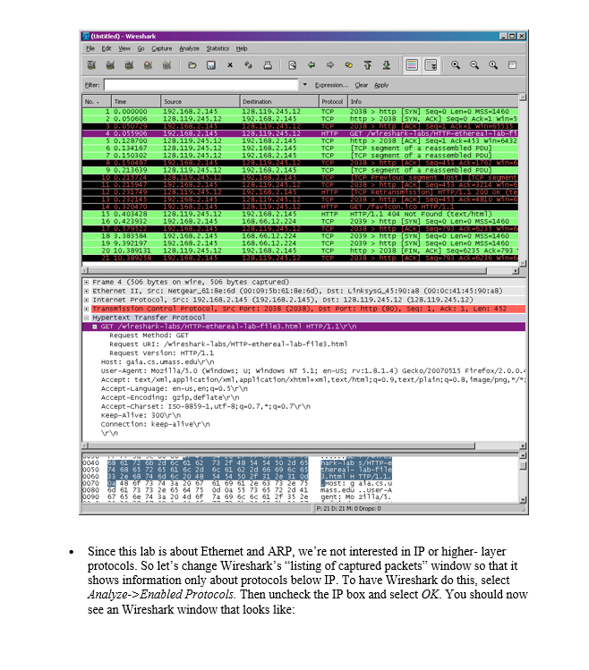 Wireshark Lab #2: Ethernet In this lab, we'll | Chegg.com