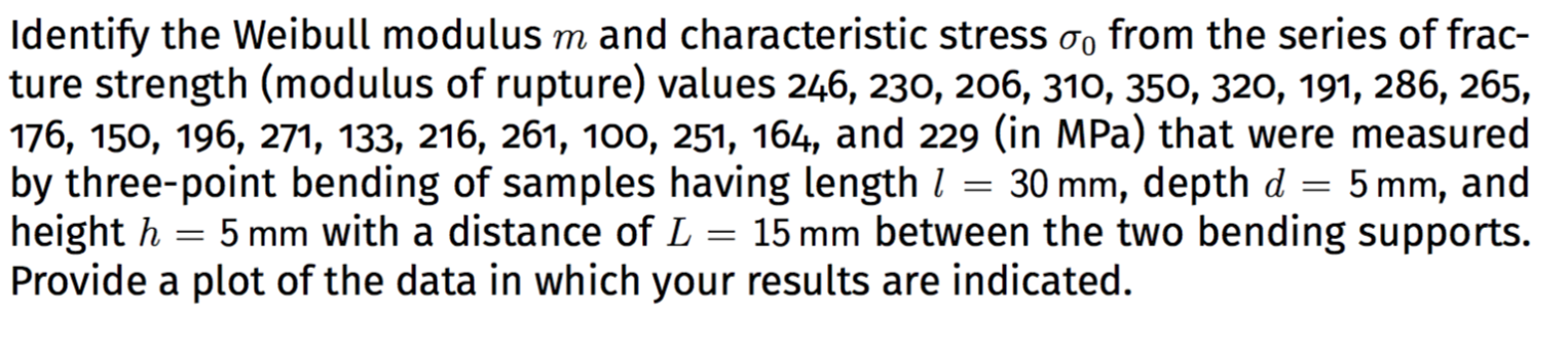 Solved Identify The Weibull Modulus M And Characteristic