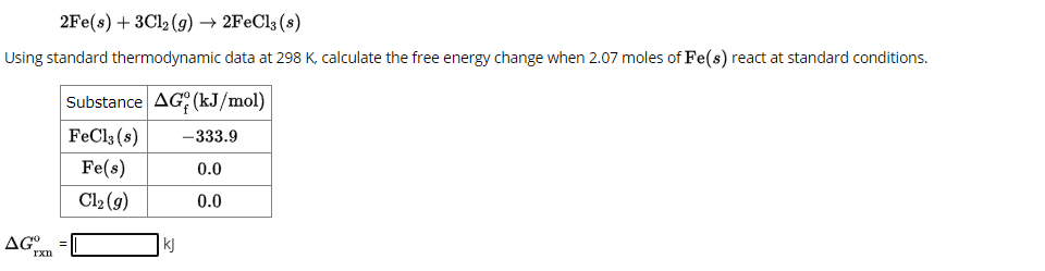 Solved 2Fe(s)+3Cl2(g)→2FeCl3(s) | Chegg.com
