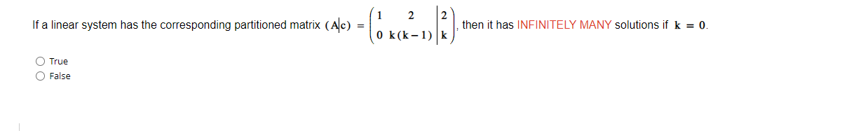Solved A linear system with the corresponding partitioned | Chegg.com