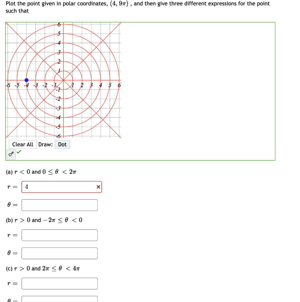 Solved Plot the point given in polar coordinates, (4,97), | Chegg.com
