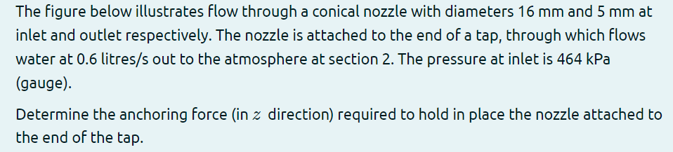 Solved The figure below illustrates flow through a conical | Chegg.com