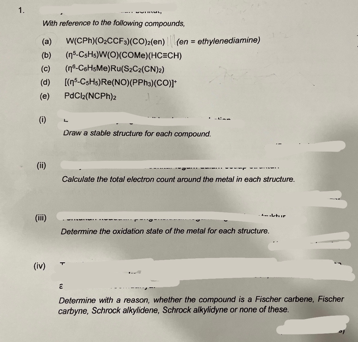Solved inorganic chemistry, pls assist without using chatgpt | Chegg.com