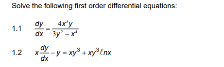 Solved Solve the following first order differential | Chegg.com