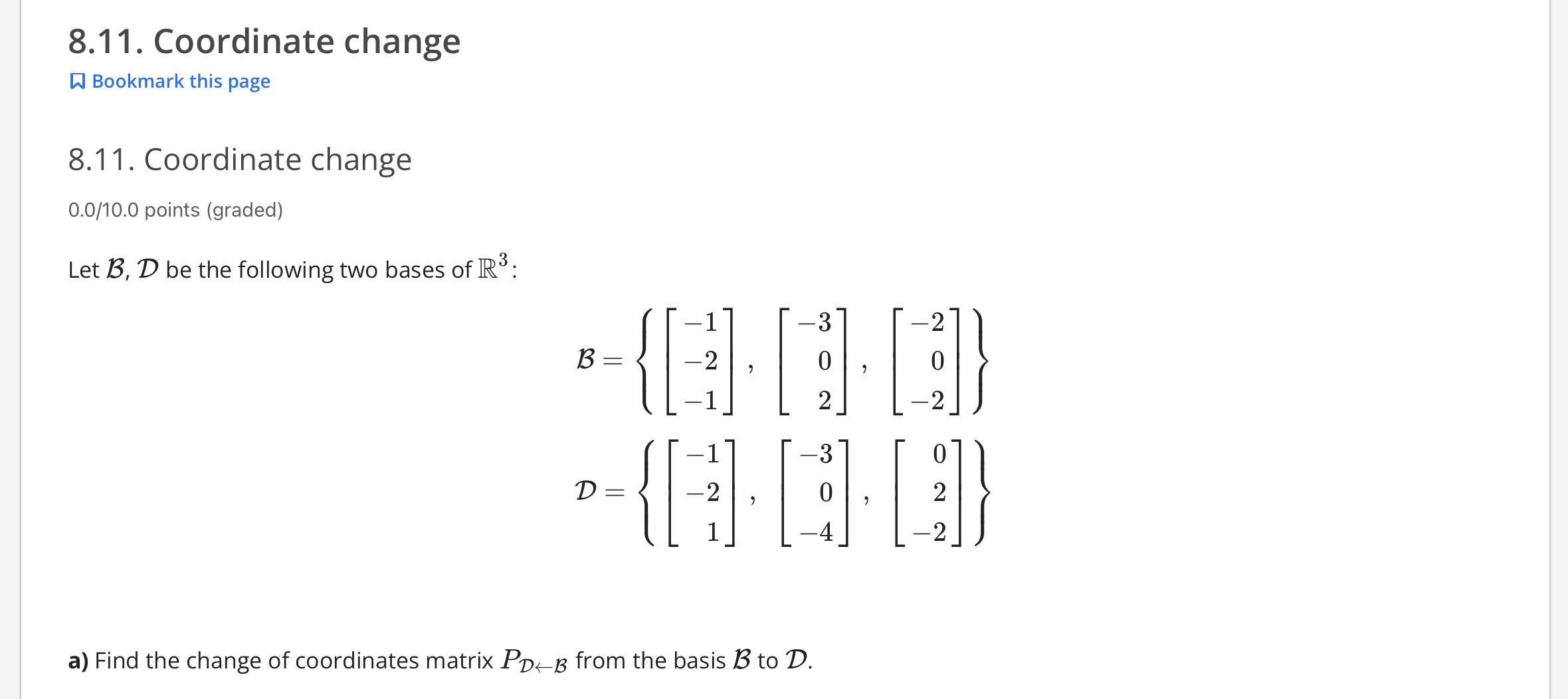 Solved 8.11. Coordinate change ๑ Bookmark this page 8.11. | Chegg.com