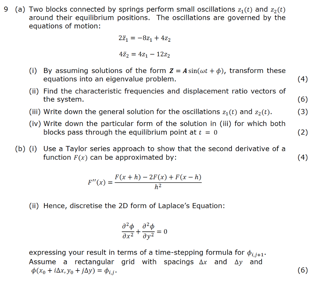 Solved (a) Two blocks connected by springs perform small | Chegg.com