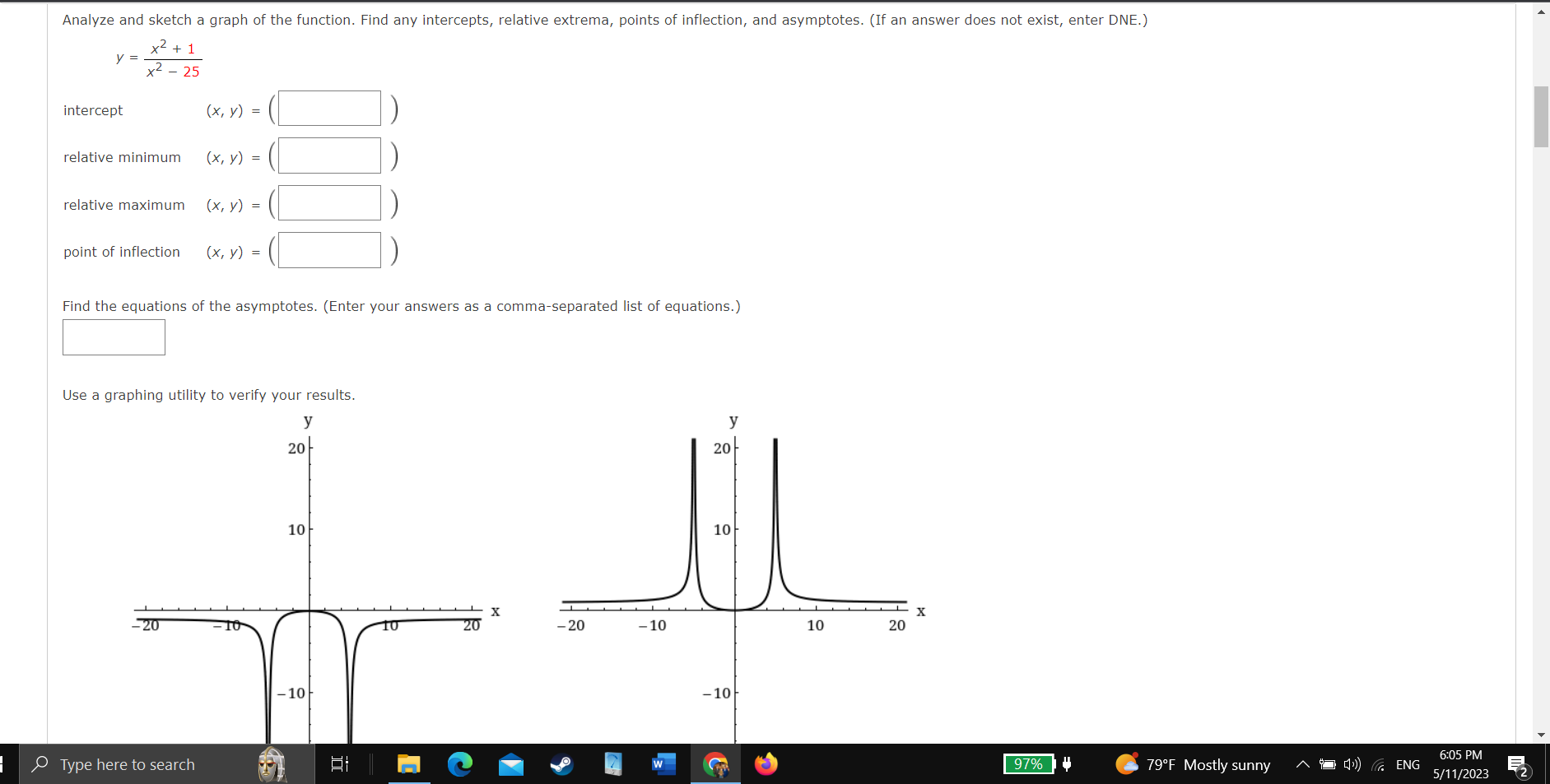 Solved Analyze and sketch a graph of the function. Find any | Chegg.com