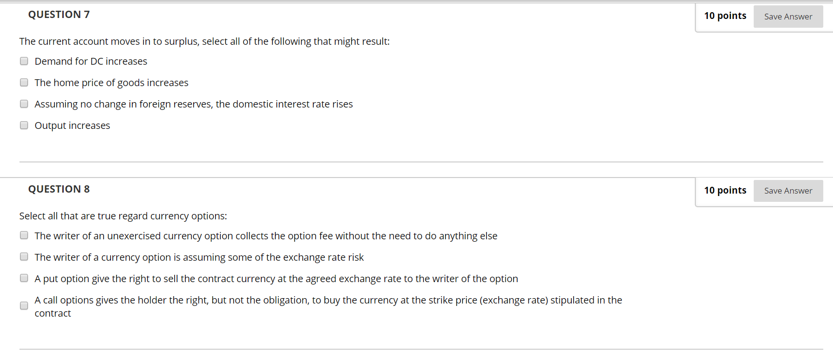 Solved QUESTION 7 10 points Save Answer The current account | Chegg.com