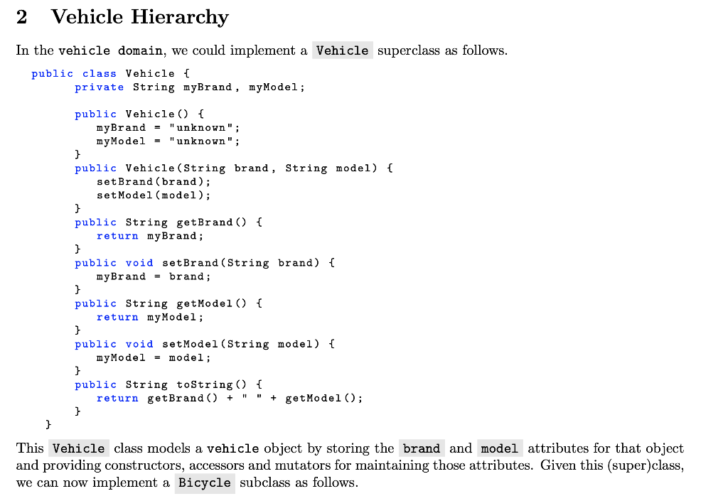 Solved 2 Vehicle Hierarchy In the vehicle domain, we could | Chegg.com
