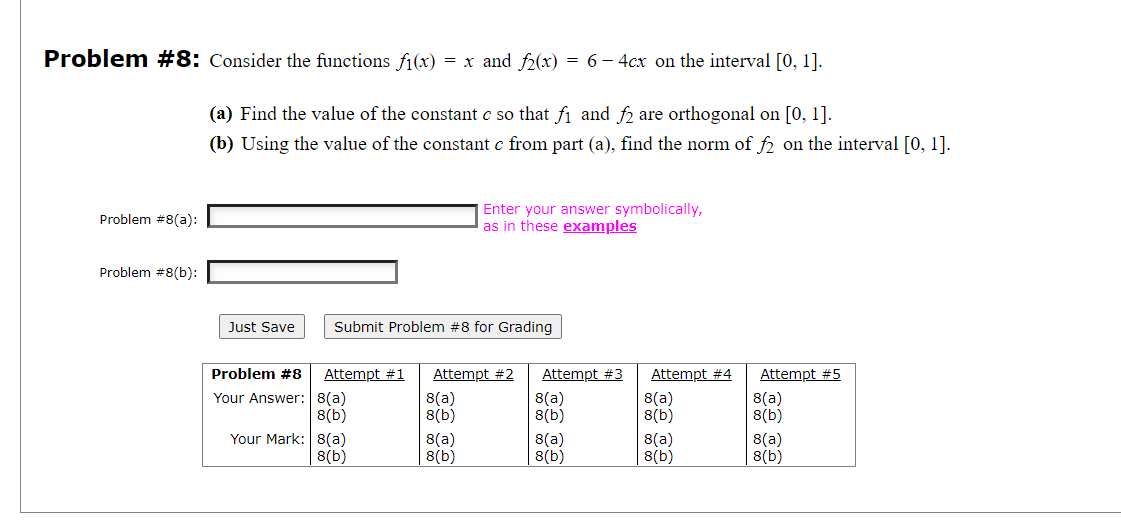 Solved Problem #8: Consider the functions f1(x) = x and | Chegg.com