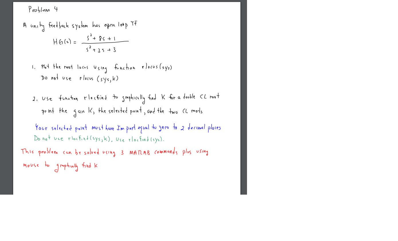 Solved Problem 4 A unity feedback system has open loop TF | Chegg.com