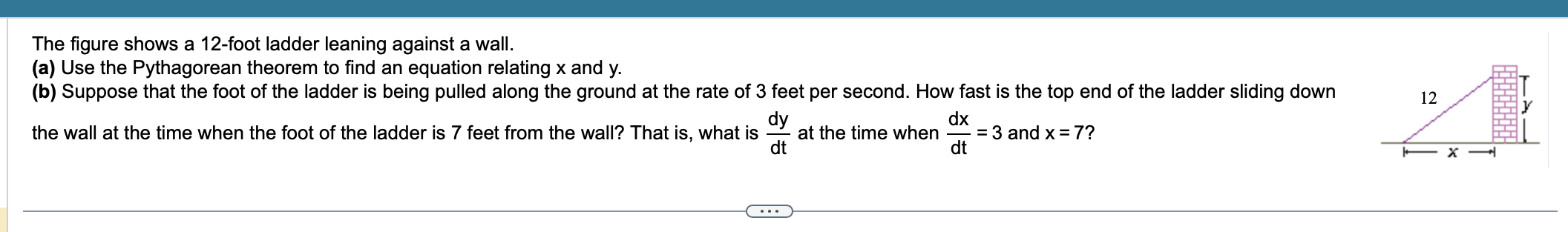 Solved The figure shows a 12-foot ladder leaning against a | Chegg.com