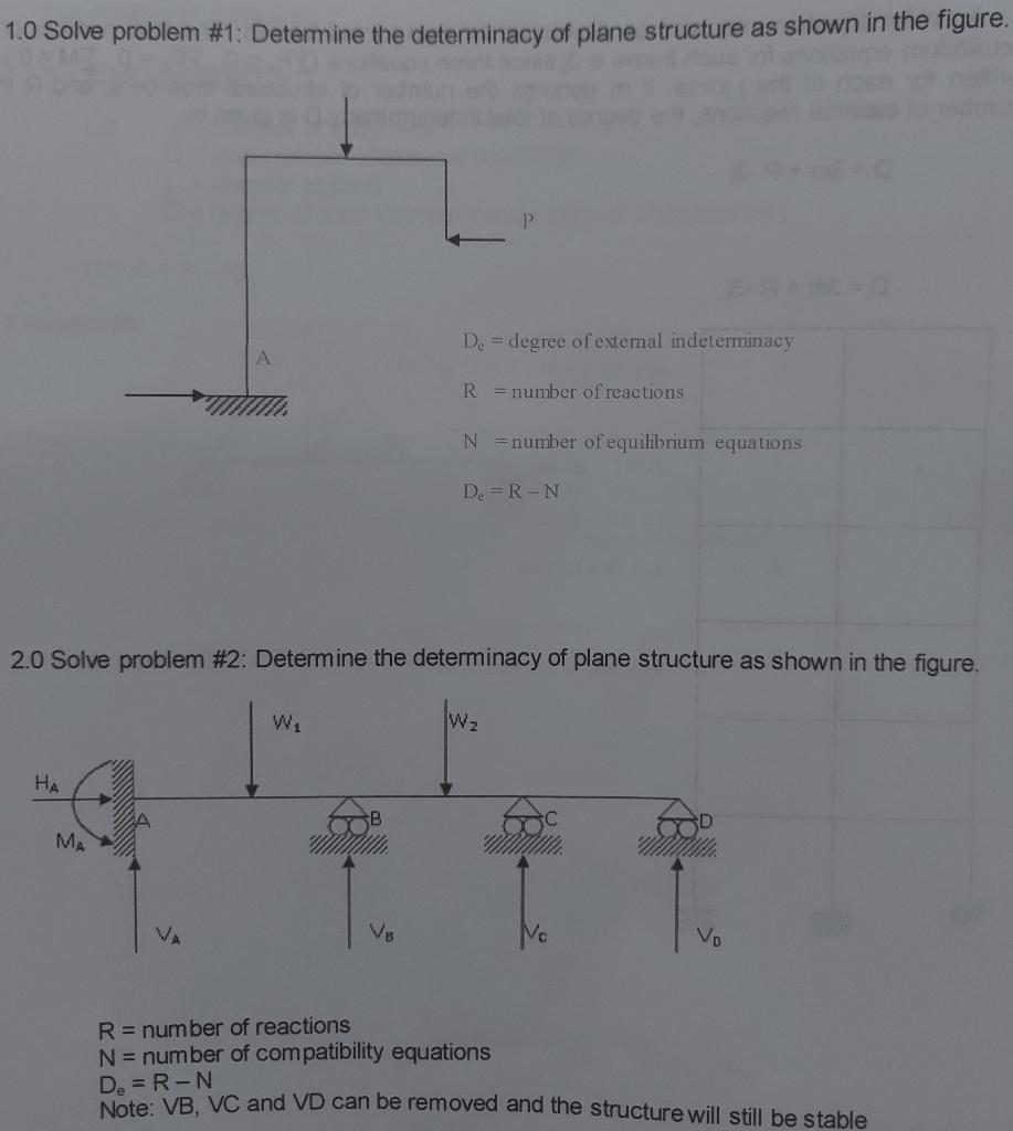 Solved 1.0 Solve problem #1: Determine the determinacy of | Chegg.com