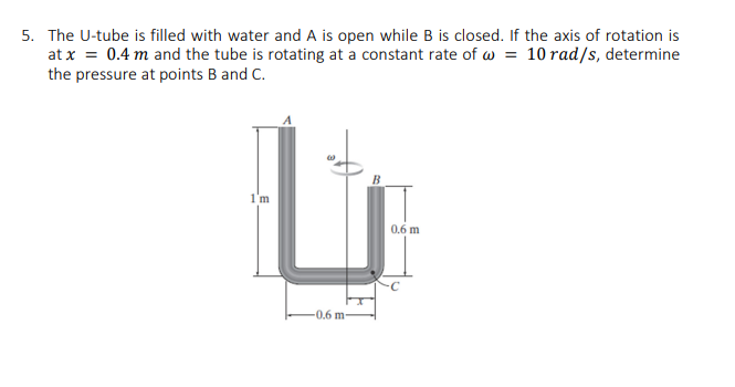 Solved The U-tube is filled with water and A is open while B | Chegg.com