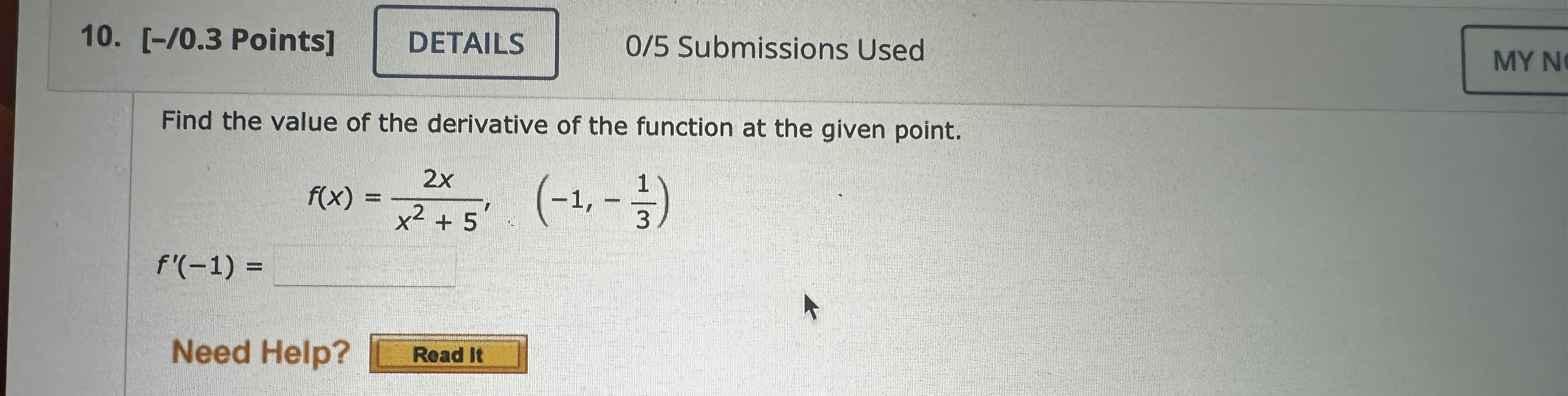 Solved [-10.3 Points] 0/5 Submissions Used Find the value of | Chegg.com