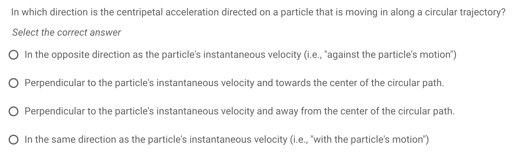 Solved In which direction is the centripetal acceleration | Chegg.com