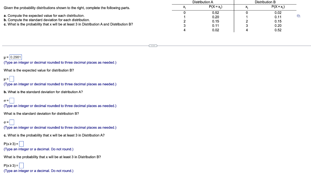 Solved Given the probability distributions shown to the | Chegg.com