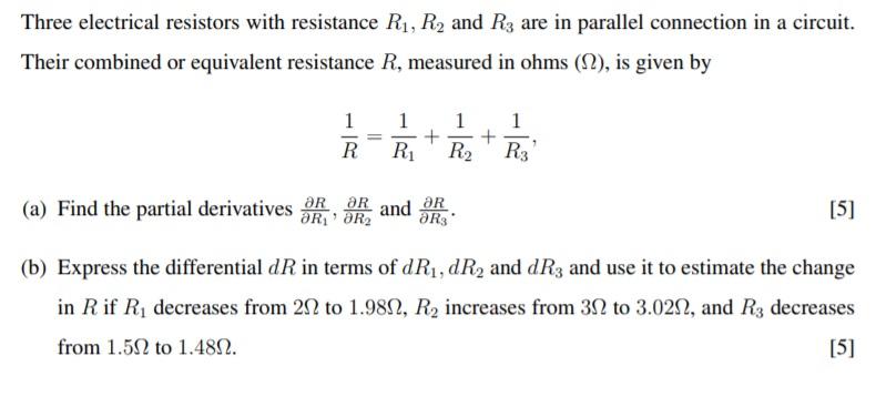 Solved Three electrical resistors with resistance R1, R2 and | Chegg.com