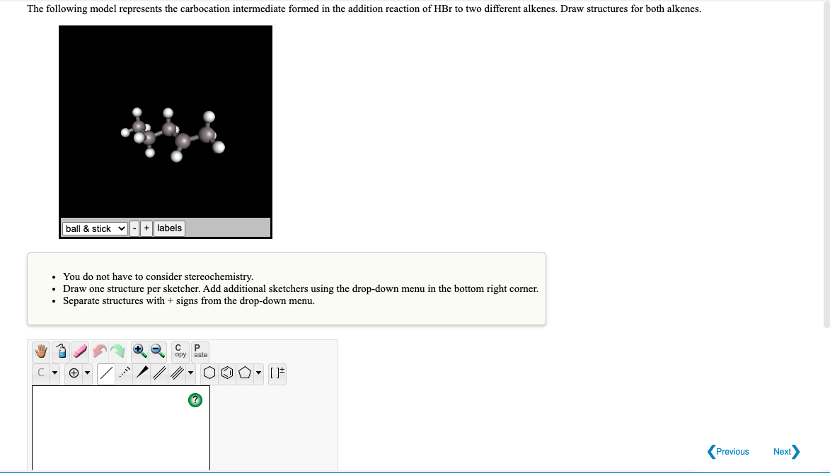 Solved The following model represents the carbocation | Chegg.com