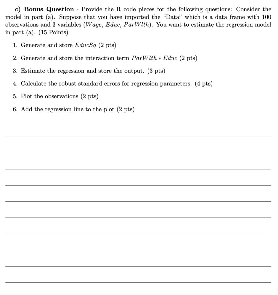 Solved Question 5 (25 Points) a) Suppose that you run the | Chegg.com